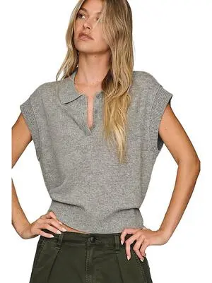 PILCRO Jensen Cashmere Muscle Tank - Riverstone