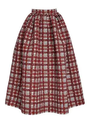 Oscar De La Renta Textured Tartan Maxi Skirt - Multi