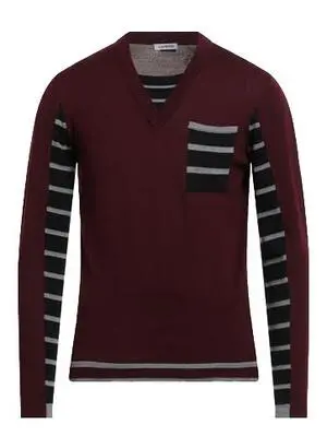 BIKKEMBERGS Virgin Wool Striped Sweater - Red