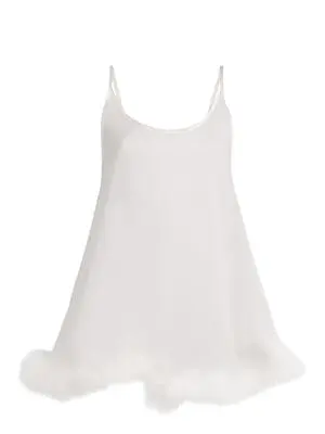 GILDA & PEARL Silk Feather-trim Babydoll Nightdress - Ivory