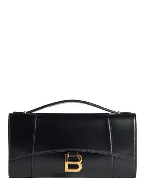 Balenciaga Leather Hourglass Pochette - Black