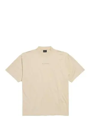 Balenciaga Cotton Distressed Logo T-shirt - Beige