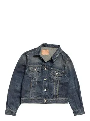 Balenciaga Denim Off-the-shoulder Jacket - Blue