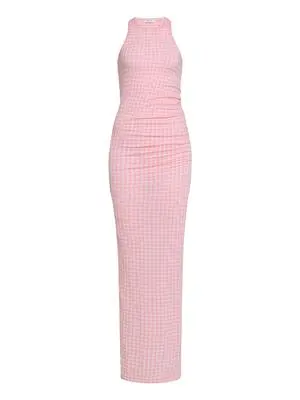 Alaïa Gingham Bodycon Maxi Dress - Beige