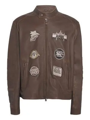 Amiri Leather Patch Racer Jacket - Brown