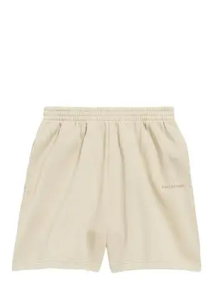 Balenciaga Cotton Logo Shorts - Beige