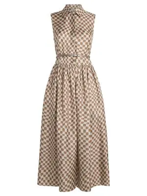 Max Mara Silk Check Midi Dress - Pink