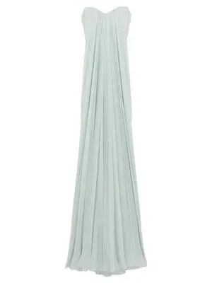 Alexander McQueen Silk Draped Maxi Dress - Green