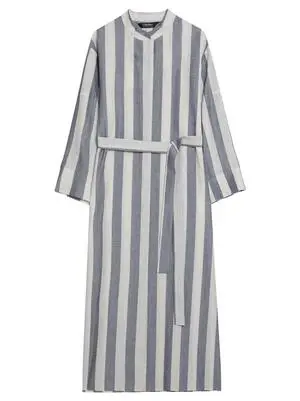 Max Mara Striped Ramie And Cotton Shirt Dress - Blue
