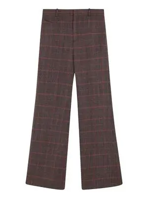 Chloé Flared Checkered Wool Trousers - Brown