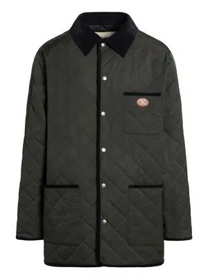 Valentino Garavani Quilted Nylon Jacket With Logo Patch - Green