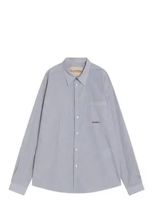 Valentino Garavani Cotton Shirt With Logo - Light Blue