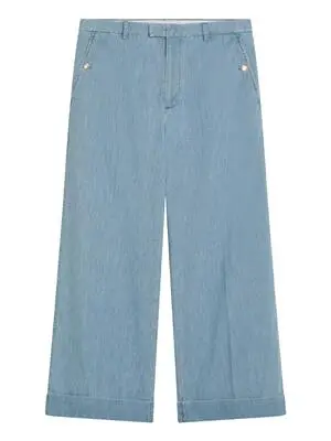 Valentino Garavani Wide Leg Jeans With Cuff - Light Blue