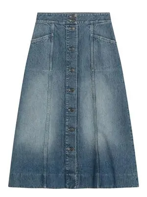 Valentino Garavani Washed Denim Midi Skirt - Blue