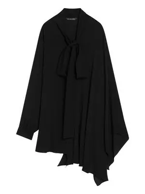 Balenciaga Asymmetric Silk Blouse With Scarf - Black