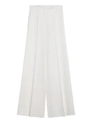 Max Mara Wool Gabardine Wide Trousers - White