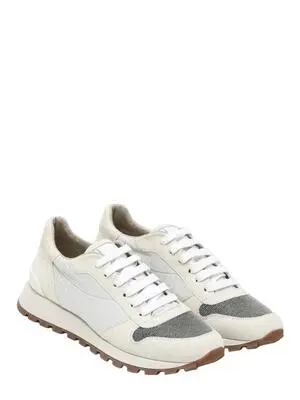 Brunello Cucinelli Nylon And Suede Trainer - Grey