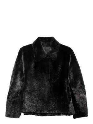 MANZONI 24 Shearling Cropped Coat - Black