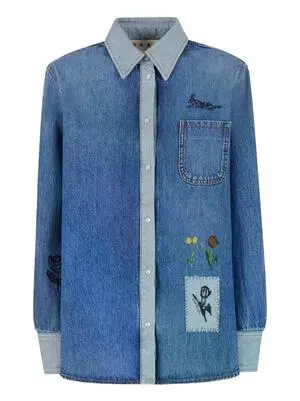 Marni Embroidered Denim Shirt - Blue