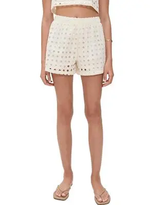 LE BOP Lucia Eyelet Shorts - Ivory