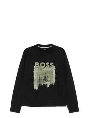 BOSS Logo-print Cotton Sweatshirt - Black
