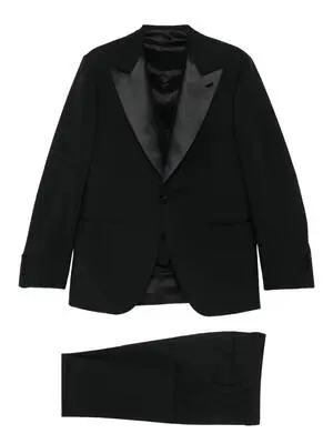 Caruso Shawl-lapel Single-breasted Suit - Black