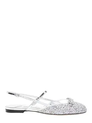 JIMMY CHOO Belinda Glitter Slingback Sandals - Silver