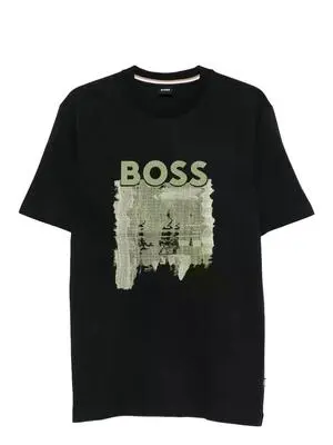 BOSS Logo-print Graphic T-shirt - Black