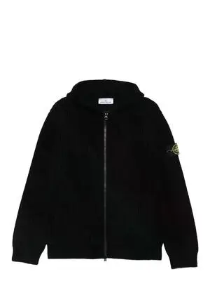 Stone Island Ribbed Knit Cardigan - Black
