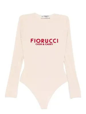 Fiorucci Logo Print Long-sleeve Bodysuit - Neutrals
