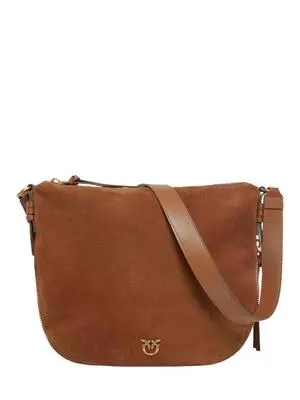 Pinko Suede Zip Shoulder Bag - Brown