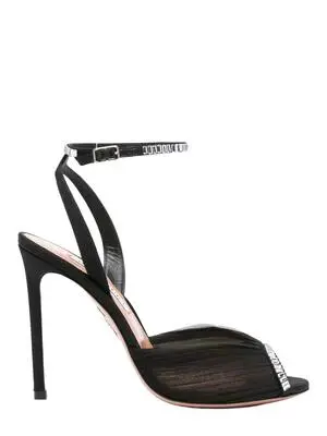 AQUAZZURA 105mm Gatsby Crystal-embellished Mesh Sandals - Black