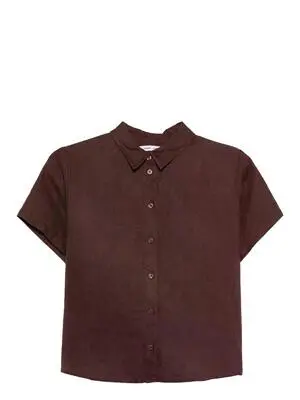 SAMSOE SAMSOE Button-front Linen Shirt - Brown