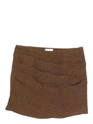 Le Kasha Pleated Linen Mini Skirt - Brown