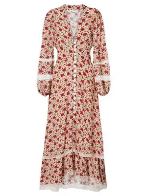 Rixo Raven Floral Midi Dress - Multicoloured