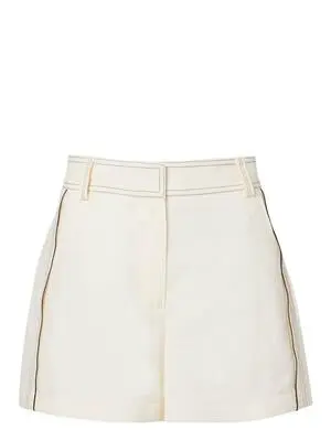 Tory Burch High-rise Linen-blend Shorts - White