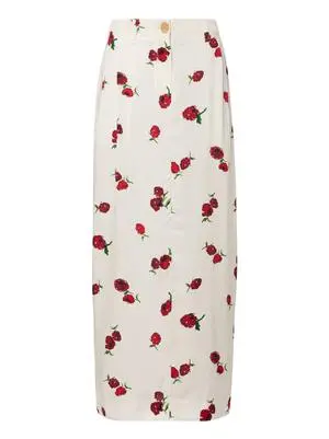 Khaite Lucian Printed Twill Maxi Skirt - White