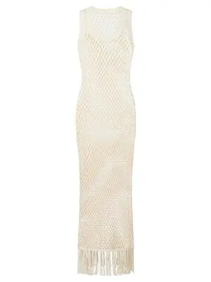 Sir The Label Ilaria Fringed Open-knit Cotton Maxi Dress - White