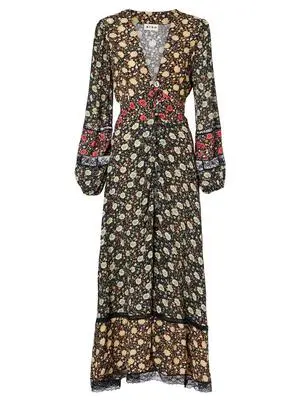 Rixo Raven Printed Crêpe De Chine Midi Dress - Multicoloured