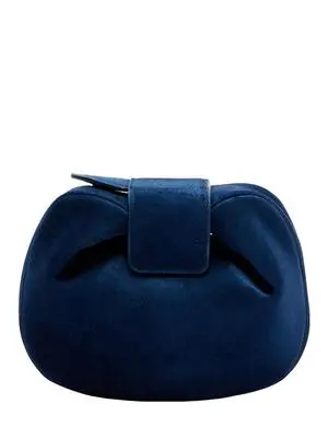 Gabriela Hearst Soft Demi Mini Suede Clutch Blue