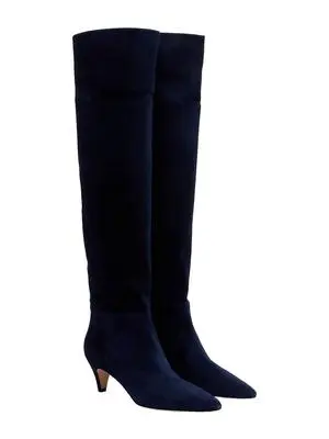 GIANVITO ROSSI Pointy 55 Suede Knee-high Boots - Blue