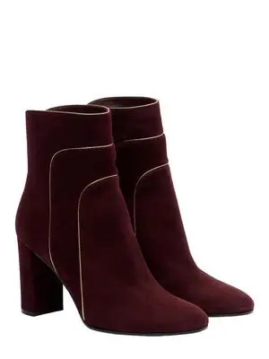 GIANVITO ROSSI 85 Suede Ankle Boots - Burgundy