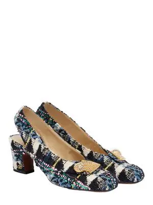 Valentino Garavani Adamantine 60 Tweed Slingback Pumps - Multicoloured