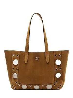 Valentino Garavani Nellcôte Medium Suede Tote Bag - Beige