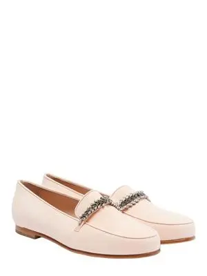 Manolo Blahnik Pisufa Embellished Suede Loafers - Pink