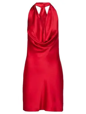 Norma Kamali Satin Mini Dress - Red