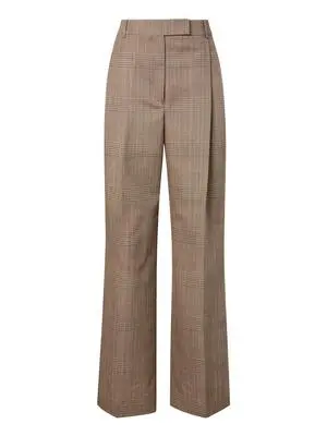 RÓHE Checked Virgin Wool Straight Pants - Brown