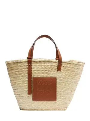 Loewe Anagram Large Leather-trimmed Basket Bag - Beige
