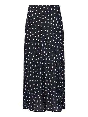 RIXO Ardith Polka-Dot Silk Midi Skirt