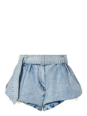 Magda Butrym Crochet-trimmed Denim Shorts - Blue